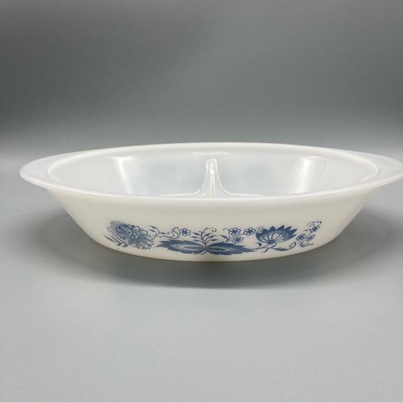 Pyrex | Kitchen | Vintage Pyrex Glasbake White Divided Dish Blue ...